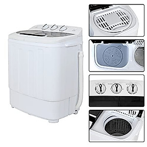 ZenStyle Compact Mini Twin Tub Top Load Washing Machine w/Washer Spinner, Built-In Gravity Pump, 13lbs Capacity, 5.74 FT Power Cord Included