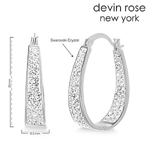 Oval Inside Outside Hoop Earrings for Women Faceted Sparkle Crystals
