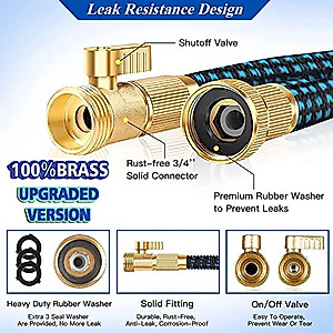 Expandable Garden Hose, Water Hose 50ft with Triple Layer Latex Core, Extra Strength Fabric Lightweight & No-Kink Flex Water Pipe with 10 Function Nozzle