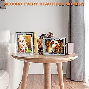 IZIDDO 5x7 Picture Frames Set of 2, Glitter Glass Photo Frame for Tabletop Display, Gift Picture Frame, Horizontally or Vertically