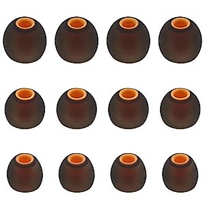 ALXCD Replacement Ear Tips with 3.8mm Connect Hole, S M L 3 Sizes Soft Silicon Earbud Tips, Fit for Most in-Ear Headphone Sony Senso AKG Sennheiser etc. 6 Pairs, Black Orange