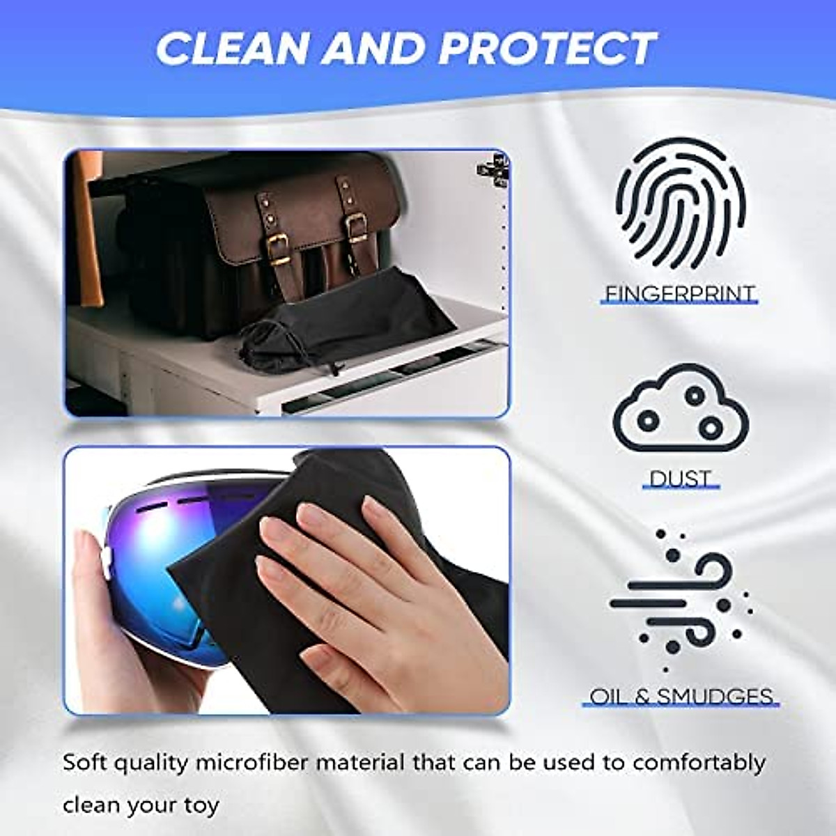 10 Pcs Toy Storage Adult Foldable Ditty Bag Toy Bags Multi Purpose Camping Bags Storage Adjustable Small Drawstring Bag Microfiber Pouch Stuff Sack for Storage (Black, 6 x 6/ 10 x 7/ 11.8 x 9 Inch)