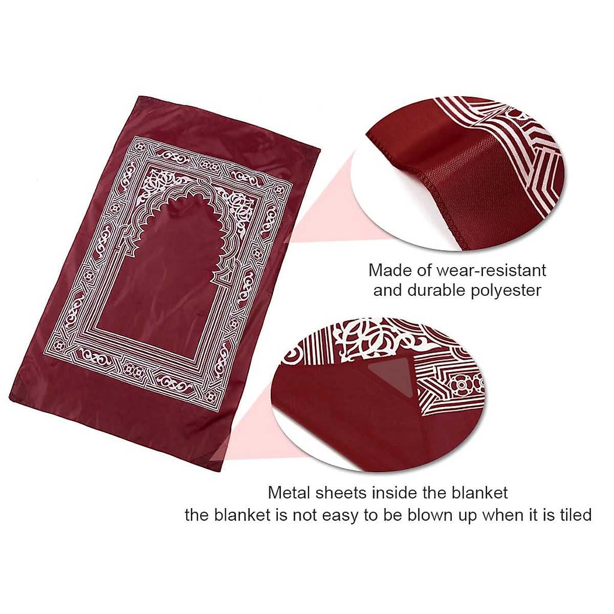Abiyou 2 Pieces Prayer Mat, Musilm Prayer Mat, Polyester Prayer Rug, Portable Travel Prayer Mat, Travel Prayer Rug with Compass, for Muslim Prayer, Ramadan (60CMx100CM)