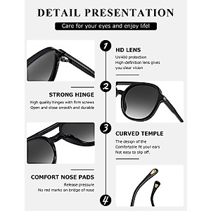 MASDUN Retro Square Aviator Sunglasses Womens Mens 70s Stylish Vintage Double Bridge Sun Glasses