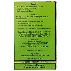 Hannah Natural 100% Pure Henna Powder, 100 Gram