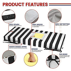 mudilun Bench Cushion Non-Slip Indoor/Outdoor Furniture Bench Cushions Waterproof Removable Cover with Ties Window Swing Patio Chair Pads 30x14x2.5inch