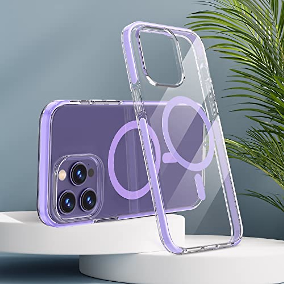 MILPROX Magsafe-Compatible Case for iPhone 14 Pro Max - Clear Magnetic Shockproof Bumper, Non-Yellowing, Mil-Grade Protection - Purple