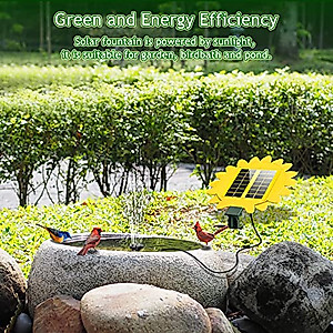 GESAIL Solar Fountain Pump, Unique Design Easy Installation Strong Pump Power 6 Spray Modes Solar Powered Fountain for Garden Decoration, Small Ponds, Pool, Fish Tank, Outdoor, Bird Bath