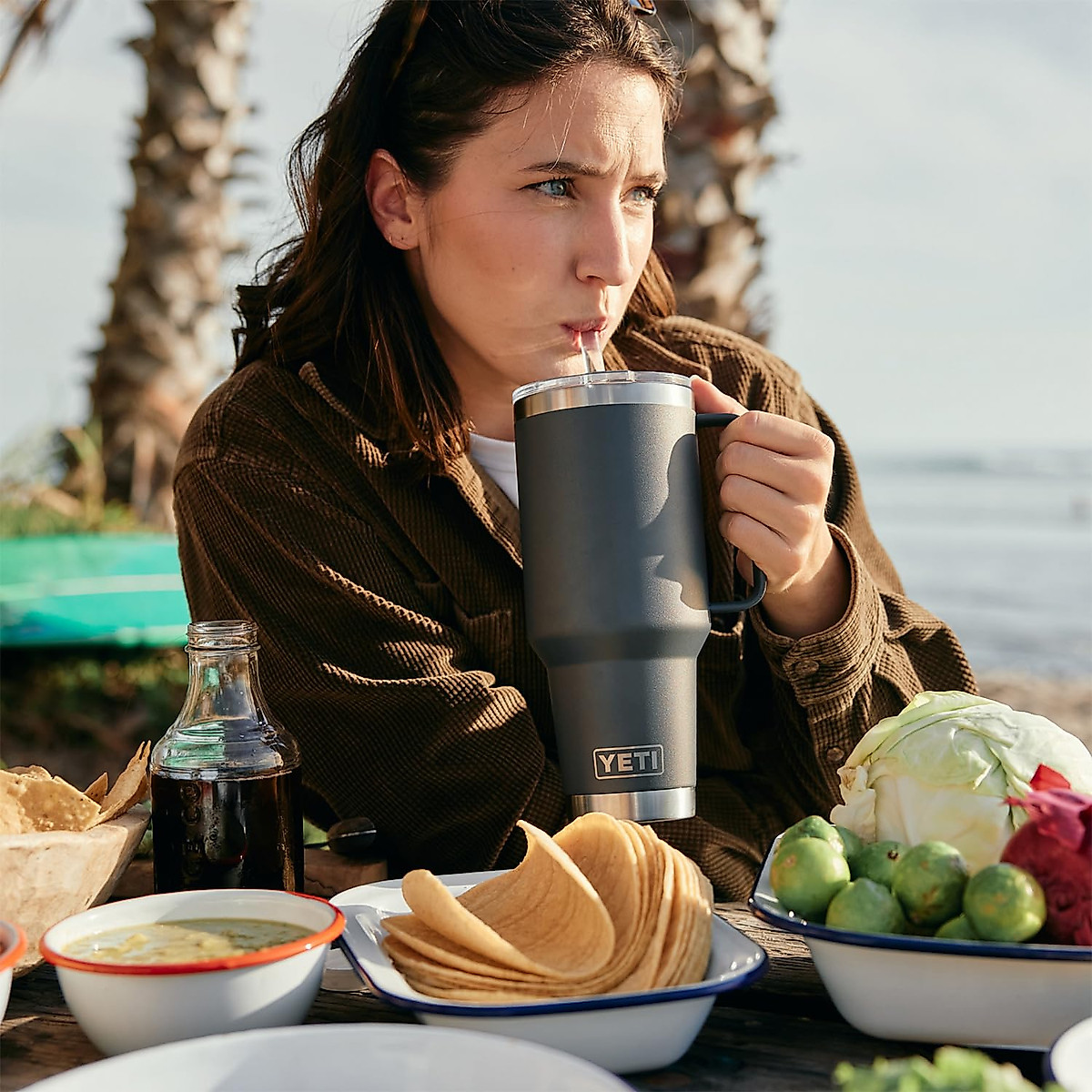 YETI Rambler 42 oz Straw Mug, Vacuum Insulated, Stainless Steel, Wild Vine Red