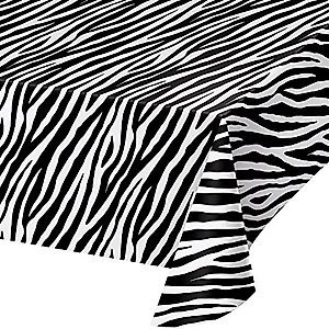 Creative Converting TABLECOVER PL 54" X 108" AOP Zebra Animal Print Plastic Tabelcloth, 54 x 108, Multicolor