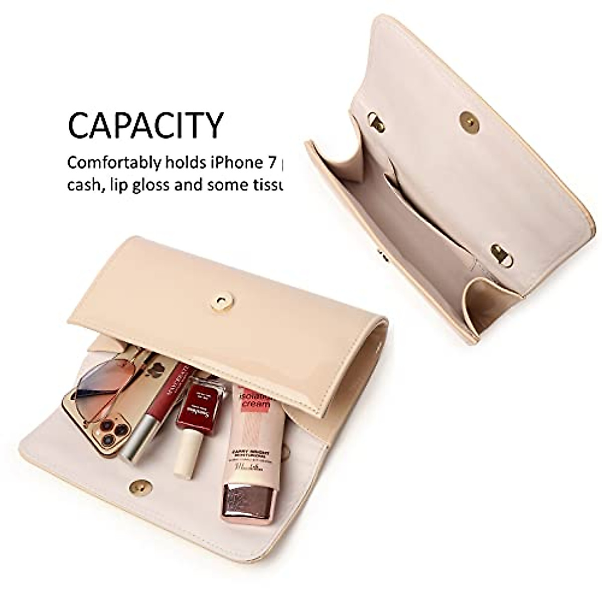 Patent Leather Envelope Clutch Womens Evening Handbag Stylish Shoulder Bag Purse for Christmas Wedding Party Prom (Nude-C) Standard