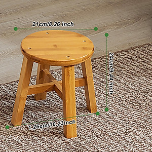 Felenny Small Step Stool Bamboo Fully Assembled Wooden Spa Bath Chair Low Stool for Kitchen Bedroom Living Room Bathroom(S;9.44 inches Height)