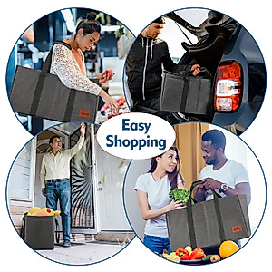 Vailando Large Utility Tote Bag, Sturdy Tote Bag With Zipper, Pockets, Handles, 600D Oxford Wear-Resistant Utility Tote Bag for Beach, Grocery, Shopping, Picnic, Laundry - Grey