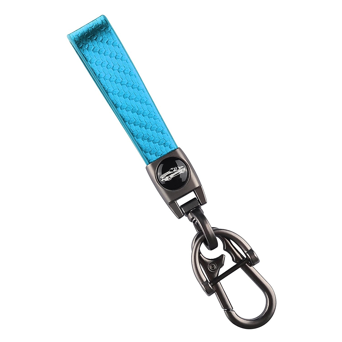 OFBAND Carbon Fiber Keychain,Heavy Duty Metal Car Keys Keychain with 360°Rotatable Lock & Anti-Lost D Ring,Keychains for Women&Man (Blue)