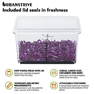 Urbanstrive Cheese Grater With Container, Professional Cheese Grater with Handle, Stainless Steel Graters for Kitchen Handheld, Box Grater with 4 Sides for Vegetables, Ginger, Potatoes, Black