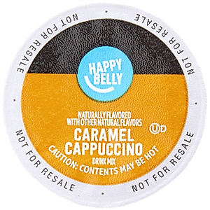 Amazon Brand - Happy Belly Cappuccino Coffee Pods Compatible with 2.0 K-Cup Brewers, Caramel Flavored, 24 Count
