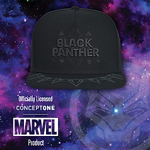 Marvel Black Panther Baseball Cap, Claw Necklace Snapback Flat Brim Hat, Black, One Size