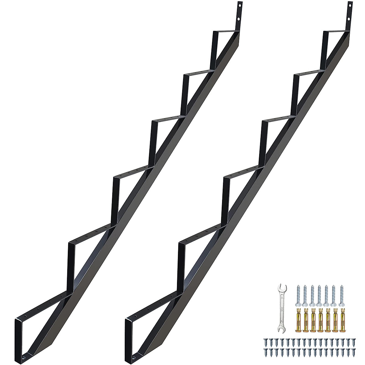 Zwinz Steel Stair Stringer 6 Step, Metal Stair Stringers for Deck Height 49.6 inches, Steel Stair Step Riser for Outside Stairs（2Pack)