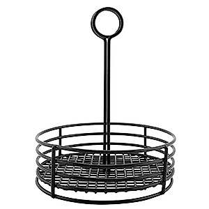 G.E.T. 4-31860 Black Round Stainless Steel Condiment Caddy Iron Teflon Coated Table Caddies Collection