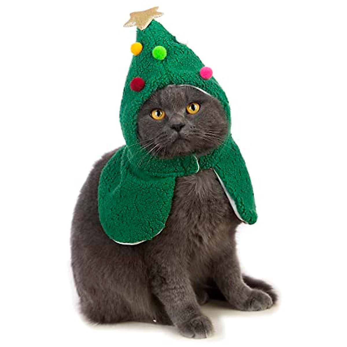 Coomour Dog Chirstmas Tree Costume Funny Santa Hat Puppy Warm Cape Cat Christmas Party Cosplay Hats (S)