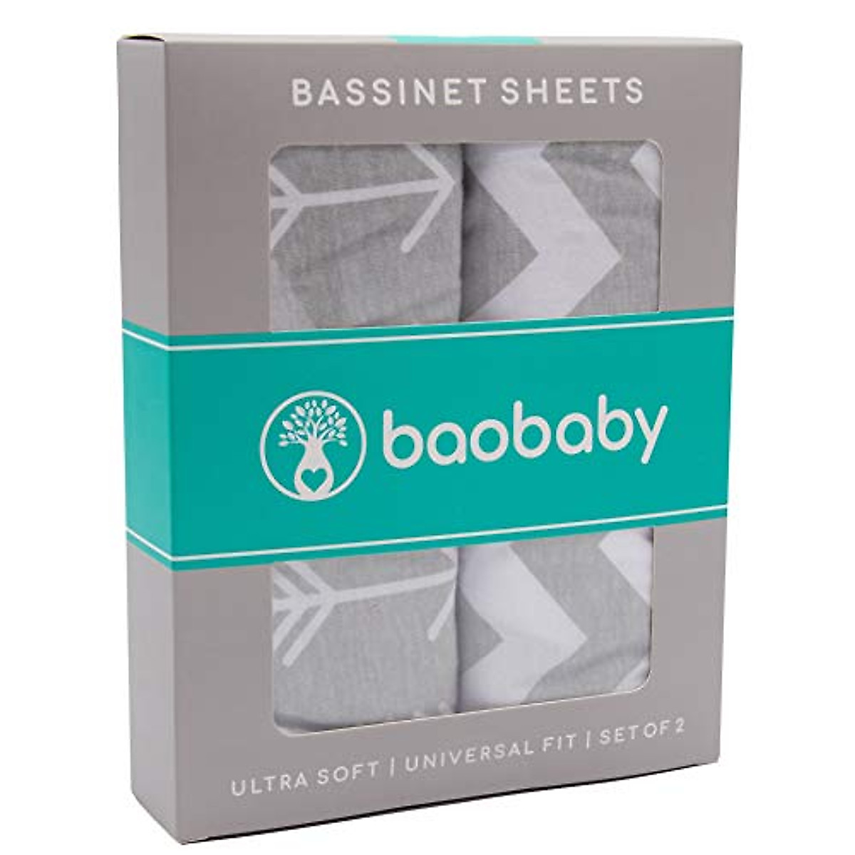 Bassinet Sheets for Baby Girl & Baby Boy | Nursery Bedding Mattress Cover & Changing Pad Cover | Universal Size Fitted Sheet for Bassinet for Baby & Mattress Pad | Ultra-Soft Cotton Fabric 2-Pack Set