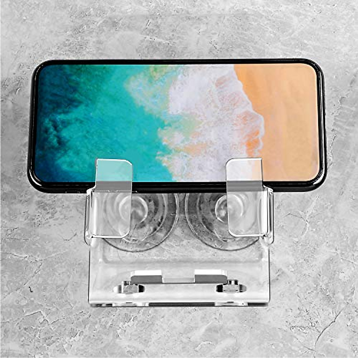 JZMYXA Bath&Shower Cell Phone Stand Holder-Handset Bracket-Suction Cup Bracket -Suction Cup Holder, Holder's Tray Mounted with Two Strong Suction Cups Suit for Most Cell Phones