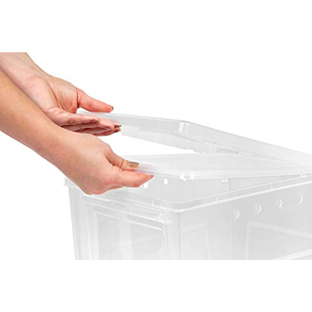 IRIS USA 4 Pack Shoe Storage Box, Clear Plastic Stackable Shoe Organizers for Closet, Space Saving Drop Front Sneaker Containers, Tall