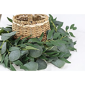 10 Pcs 6.2 Feet Artificial Silver Dollar Eucalyptus Leaves Garland with Willow Vines Twigs Leaves String for Doorways Greenery Garland Table Runner Garland Indoor Outdoor.…