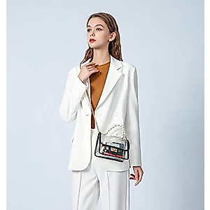 YING YUMEI Clear Purse for Women, Fashion Crossbody Clutch Handbag Cute, Small See Through Bag (Black)