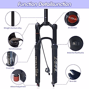 ZTZ Mountain Bike Fork,26 27.5 29 inch MTB Suspension Air Fork ，Rebound Adjust，Travel 120mm,QR 9mm，1-1/8 Straight Tube, Ultralight Mountain Bike Front Fork for XC/AM Bike(Remote Lockout)