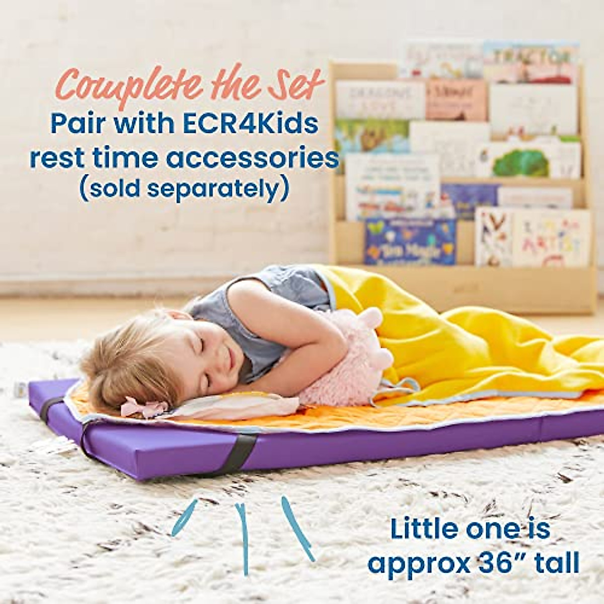 ECR4Kids SoftZone Rainbow Rest Mat, 2in, Sleeping Pad, Purple, 5-Piece