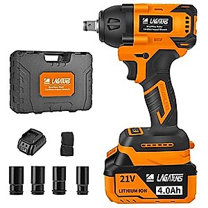 Cordless Impact Wrench,450NM(332ft·lbs) High Torque ，Brushless Motor，1/2 inch impact gun with a 4.0Ah Li-Ion Battery, Suitable for family cars…