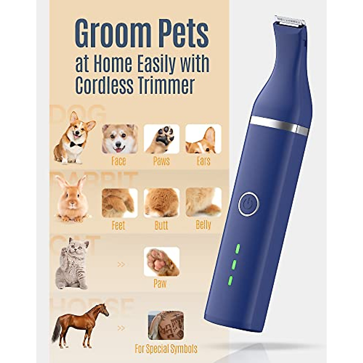 Dog Paw Trimmer , 2-Speed Small Dog Clippers for Face, Ear, Pet Grooming Tool for Cats Rabbits