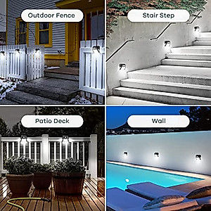 Linkind Solar Lights Outdoor Waterproof, Solar Deck Lights with Motion Sensor, LED Solar Powered Security Lights for Fence, Patio Deck, Stairs, Wall, Step, Garden and Walkway, Cold White, 4-Pack