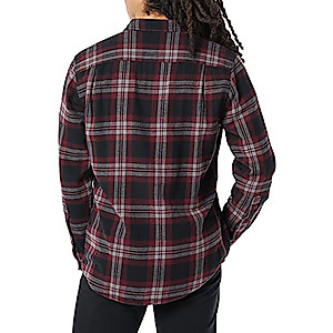 Amazon Essentials Men's Long-Sleeve Flannel Shirt (Available in Big & Tall), Black/Burgundy, Plaid, X-Large