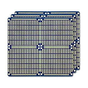 ElectroCookie Snappable PCB, Strip Board with Power Rails for Electronics Projects Compatible for DIY Arduino Soldering Projects, Gold-Plated, 3.8"x3.5" (3 Pack, Blue)