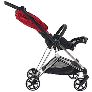 Cybex Mios 2 Complete Stroller, One-Hand Compact Fold, Reversible Seat, Smooth Ride All-Wheel Suspension, Extra Storage, Adjustable Leg rest, True Red Seat with Chrome/Black Frame