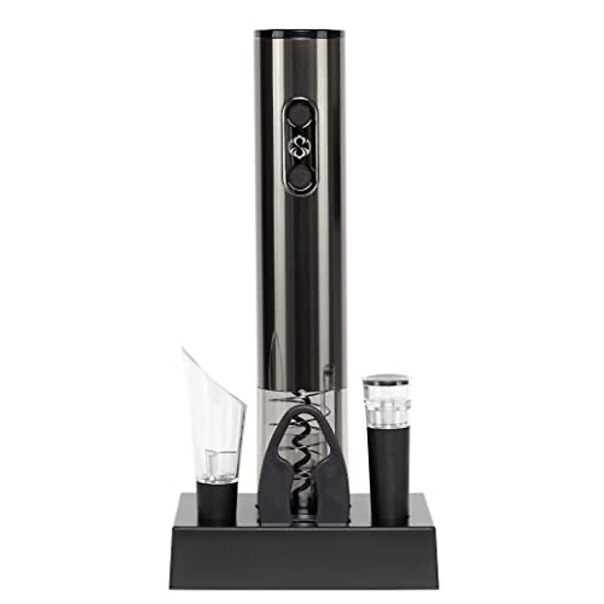 Electric Wine Opener Kit - Rechargeable, Cordless Automatic Corkscrew, Charging Base and Accessories - Gift Set for Wine Lovers - Battery Operated, Electronic Cork Remover Gadget
