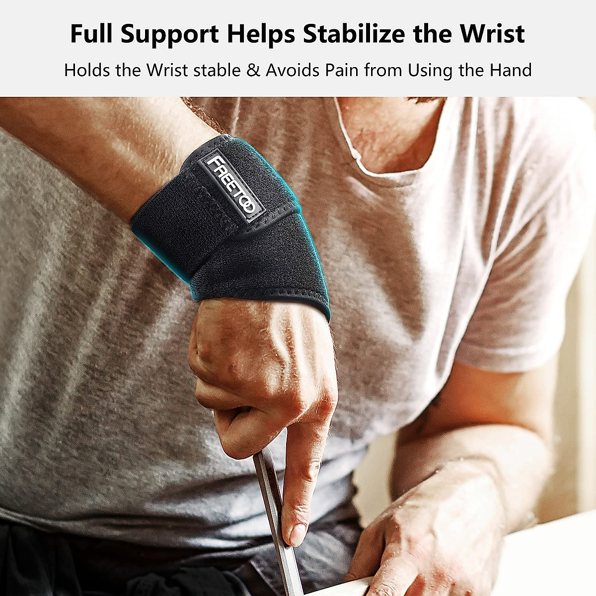 FREETOO Air Mesh Wrist Brace for Carpal Tunnel support for pain relief, Compression Wrist support strap at work for women men,Adjustable wrist guard fit right left hand for Arthritis Tendonitis