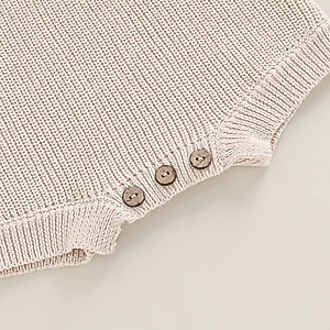 woshilaocai Baby Boy Girl Sweater Oversized Long Sleeve Romper Warm Crewneck Onesie CuteToddler Knitted Winter Clothes (12-24 Months,Cream)