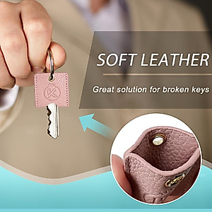 KRSURERICHER Universal Leather Key Sleeve, Key Covers, 3pcs Keychain Key Fod Protector for Broken Keys Car Keys (Pink)