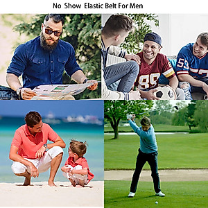 WERFORU 4 Pack No Buckle Show Belt for Men Buckle Free Stretch Belt for Jeans Pants 1.38 Inches Wide (C-Black+Coffee+Blue+Yellow, Suit for Pants Size 30"-48")