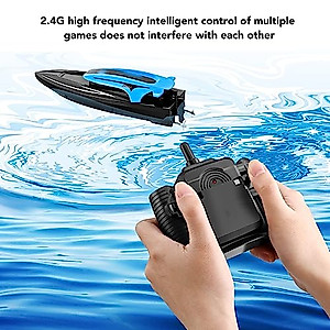 Jeanoko RC Boat, Powerful 4CH LED Light RC Boats Toy High Speed with Remote Control for Lakes