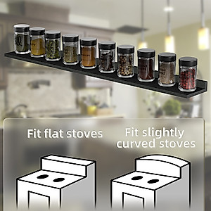 ZGO Oven Shelf for Kitchen Stove, 30" Stove Top Shelf with Reusable Strong Adhesive Tapes, Kitchen Gadgets Bamboo Spice Rack Organizer Spice Shelf Over the Stove (Black)