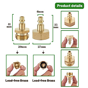 Litorange Lead-Free Brass Winterize Sprinkler Systems: Air Compressor Hose Water Faucet Blow Out Adapter Fitting For RV, Travel Trailer, Boat & Camper（a couple）