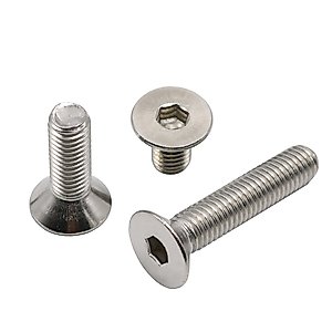 #2-56 UNC Flat/Countersunk Head Socket Screws,100-Piece,Stainless Steel,Full Thread,Right Hand (#2-56 x 3/16")