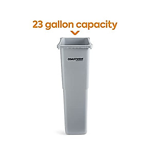 STAPLES Brighton 2625783 Indoor Trash Can Without Lid Gray Plastic 23 Gal. (Bpr50717)