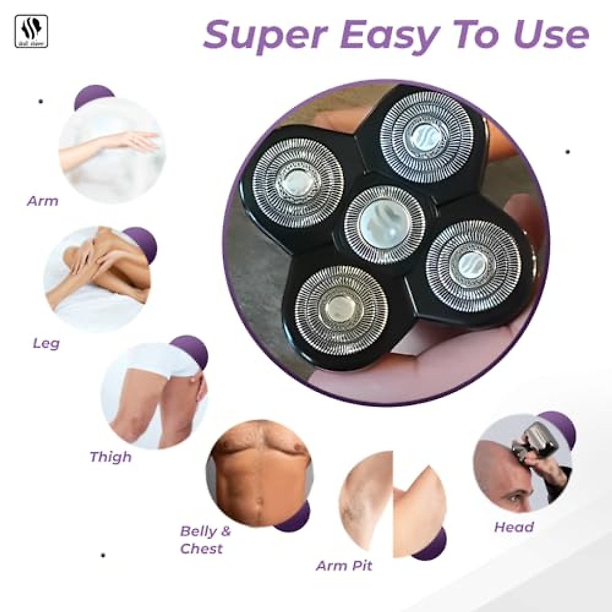 Skull Shaver Carver 5 Head Replacement Blade | Electric shaver replacement heads | For coarse/thick hair |