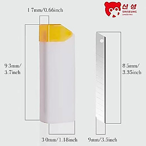 SINSEUNG 20PCS 9MM Utility Knife Replacement Blades, Snap off Blades with Blade Breaker and Recycling Box, Stainless Carbon Steel Blade, 9mm Cutting Blades, Heavy-duty Snap-off Blade 60 Degree