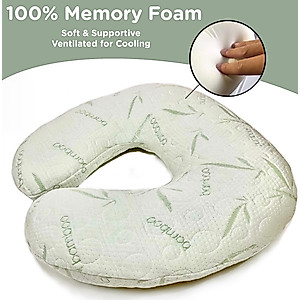 Sacred Thread Nursing Pillow for Breastfeeding - Premium Memory Foam with Removable Rayon Made from Bamboo Cover - Nursing and Posture Support for Mom - Washable Feeding Pillow